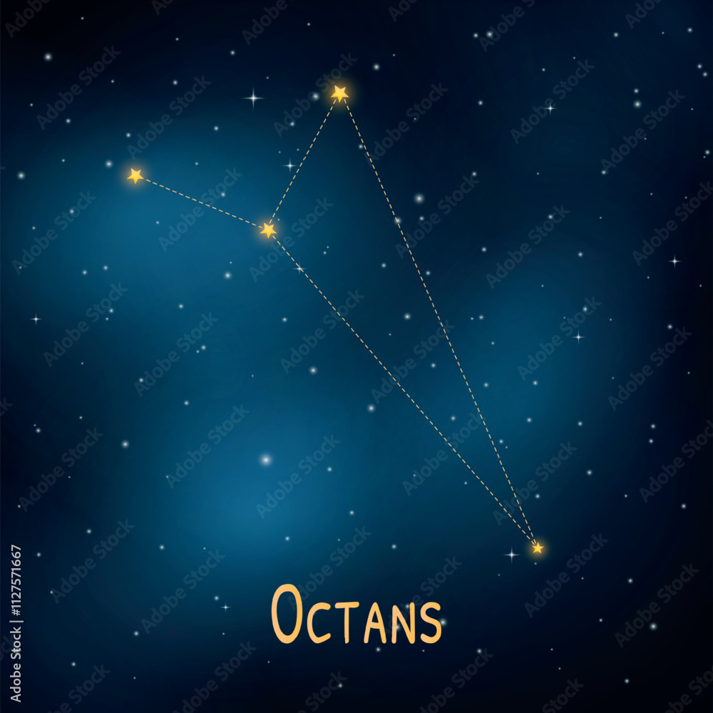 Photo & Art Print Octans constellation in night sky: stars and cosmic ...