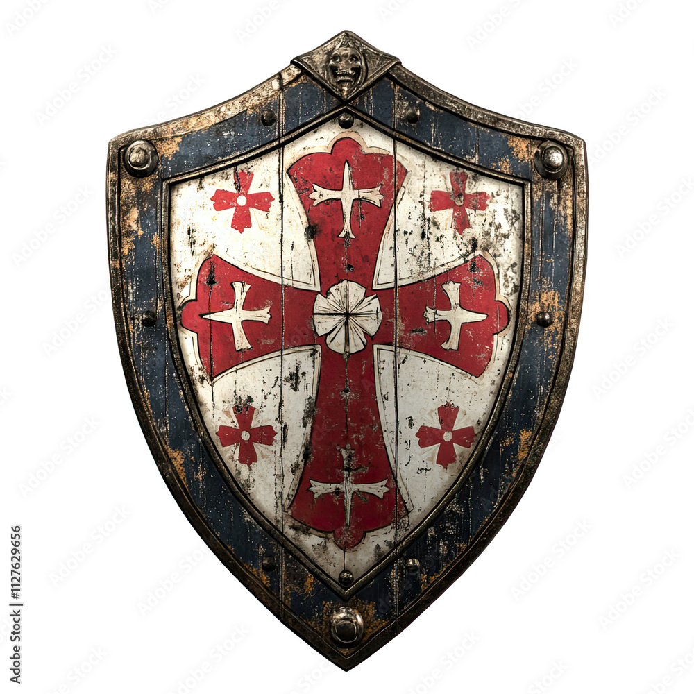 Shield medieval isolated knight viking metal cross wood crest coat ...