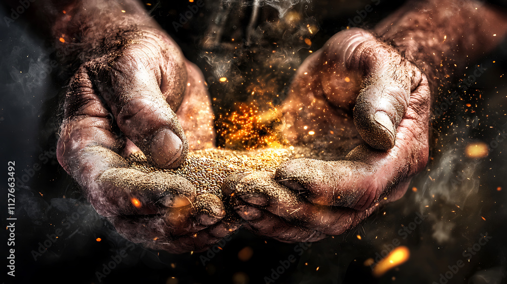 Hands holding soil and seeds, symbolizing growth and renewal in spring ...