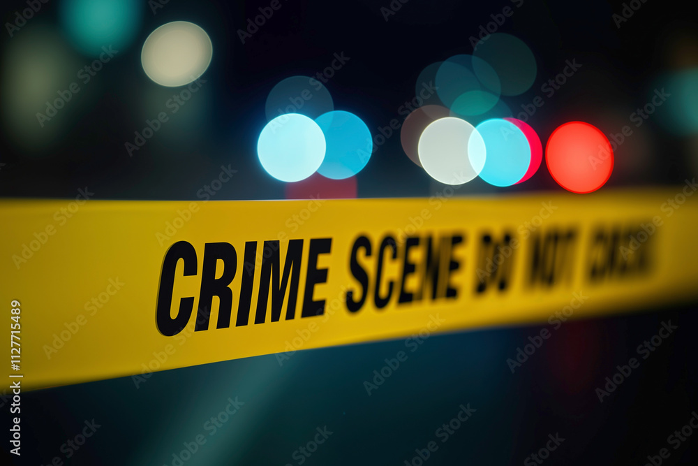 Close-up of yellow crime scene tape with bold Do Not Cross text, set ...