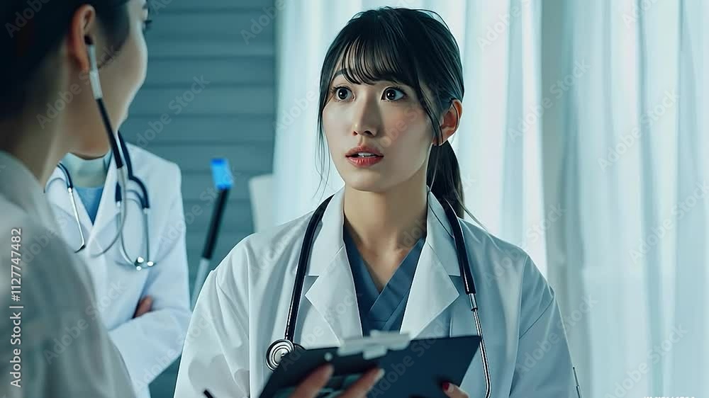 Doctor explains the results of the disease analysis to his patient ...