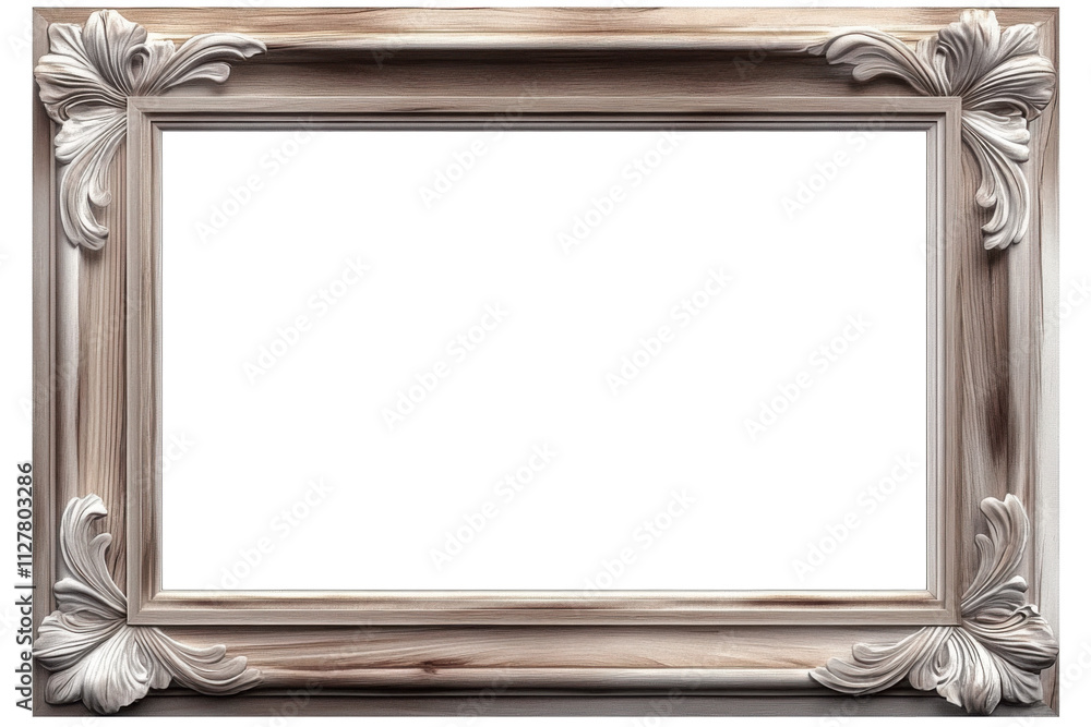 Elegant wooden picture frame portrait with transparent background ...