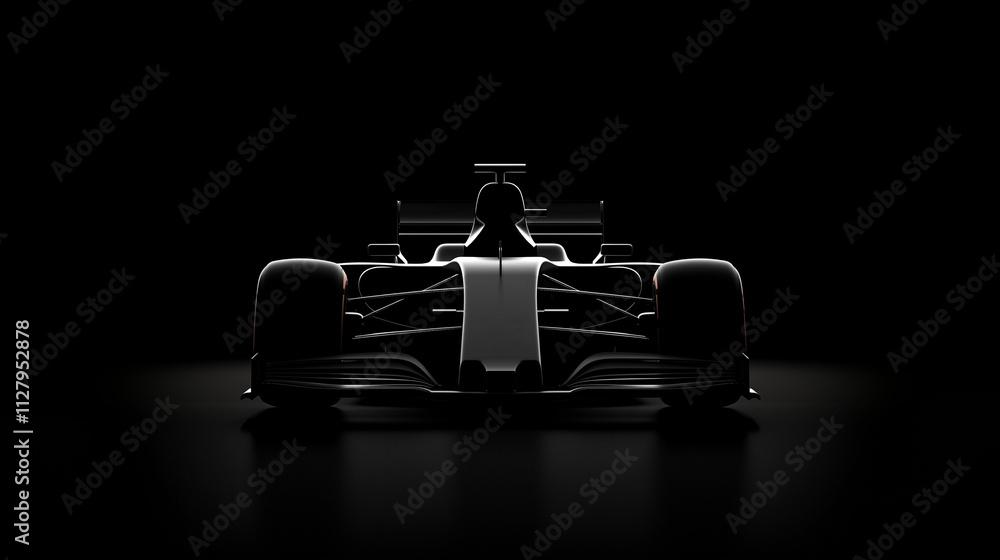 Shadow Racer: A dramatic, low-key silhouette of a Formula 1 race car ...
