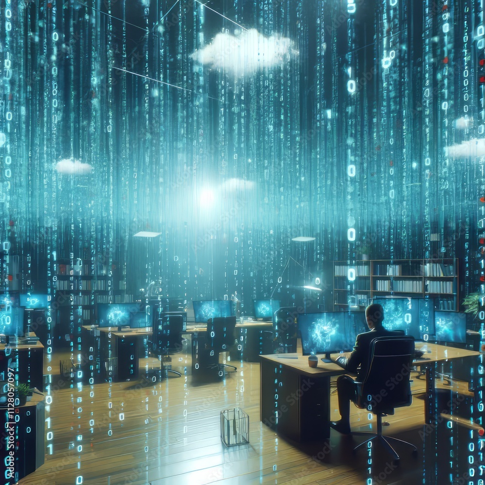 Binary Rain Instead of Matrix code binary numbers fall like rain Stock ...