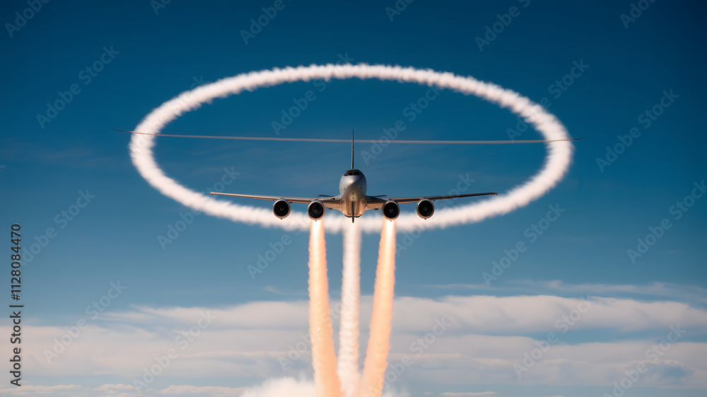 Aircraft rapidly breaking the sound barrier, creating a visible shock ...