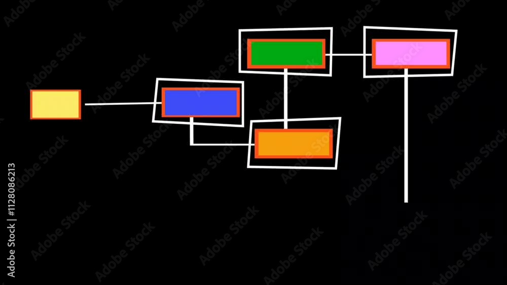 Animated flowchart icon. Work process line animation. Step by step ...