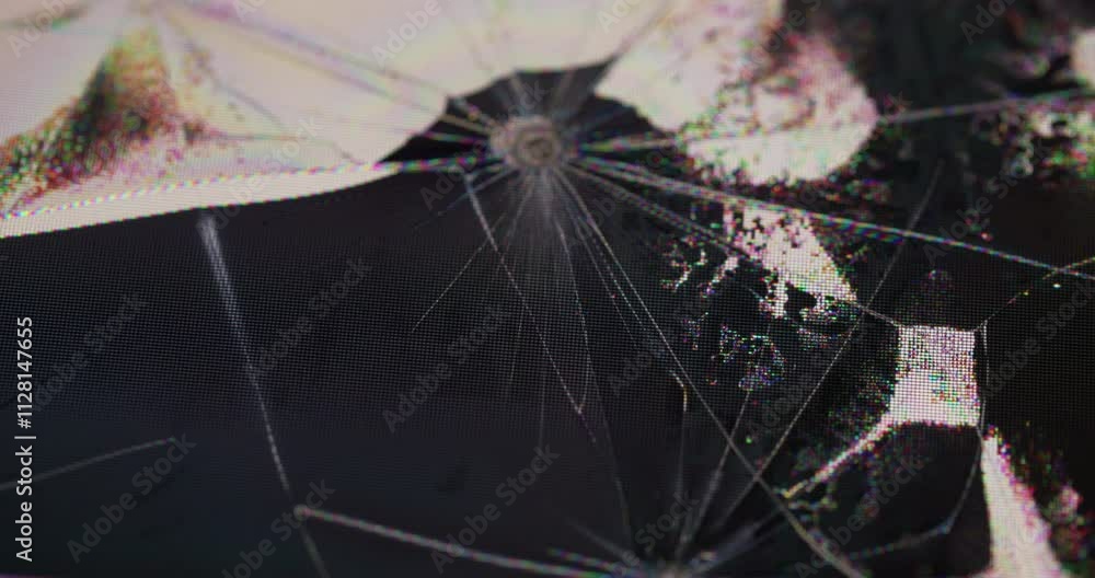 Glitchy matrix. Display distortion. Broken glass television noise ...