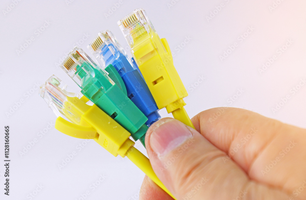 Rj45 connector for connecting a twisted pair cable. Data transmission ...