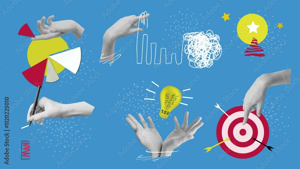 2D animation about main business concepts - sales increase. goal ...
