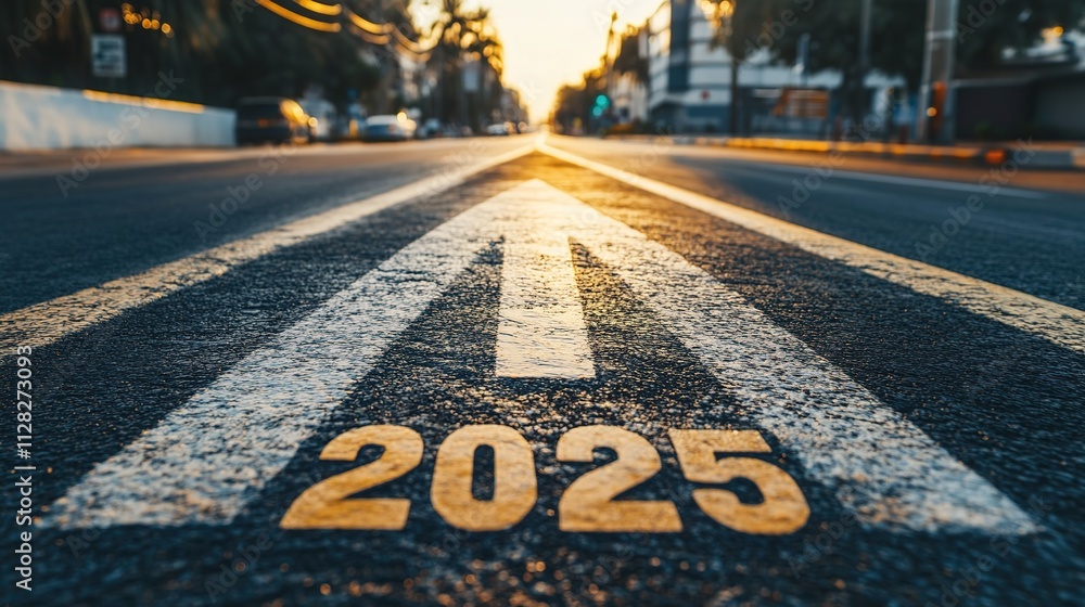 A wide, open road stretches into the distance, with "2025" clearly ...