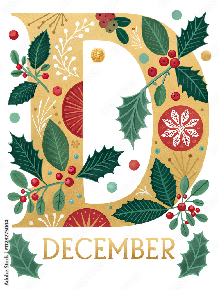 Big letter D December. Hello December typography for calendar, poster ...