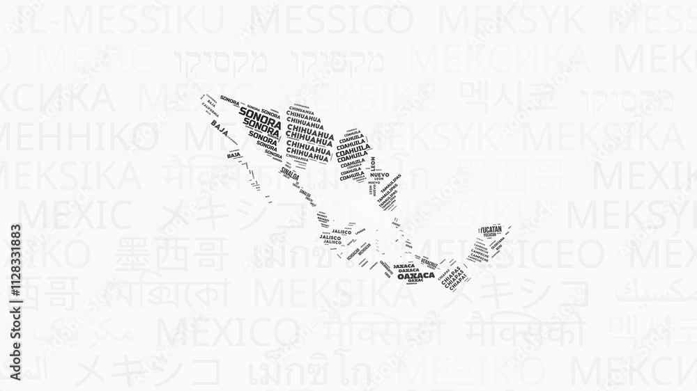 Mexico intro animation. Country with regions illustration video ...