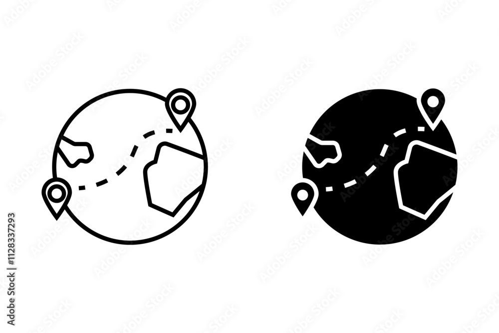 Earth globe and map pins icon. online deliver service, delivery ...