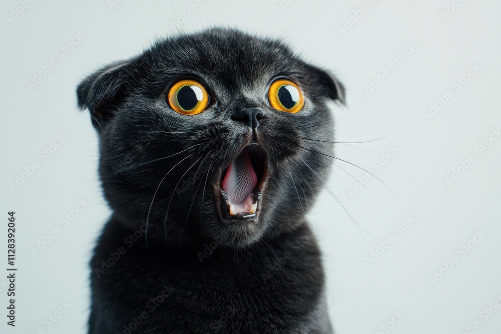 Cat with Make a shocked face, widen your eyes, open your mouth wide ...