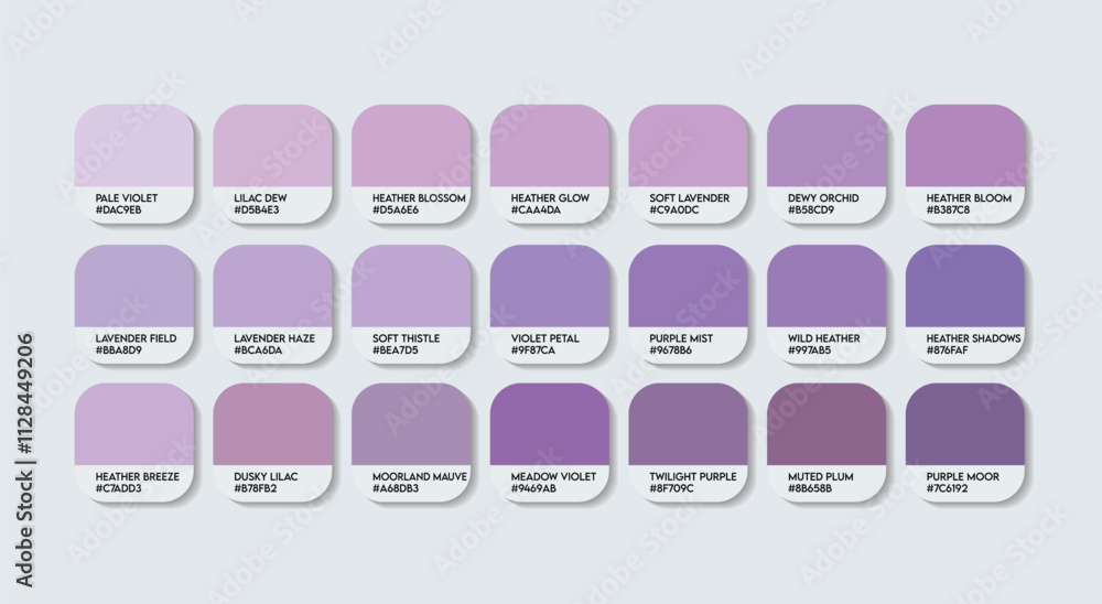 Heather (UK) Flower Color Palette, Heather Flower Color Guide Palette ...
