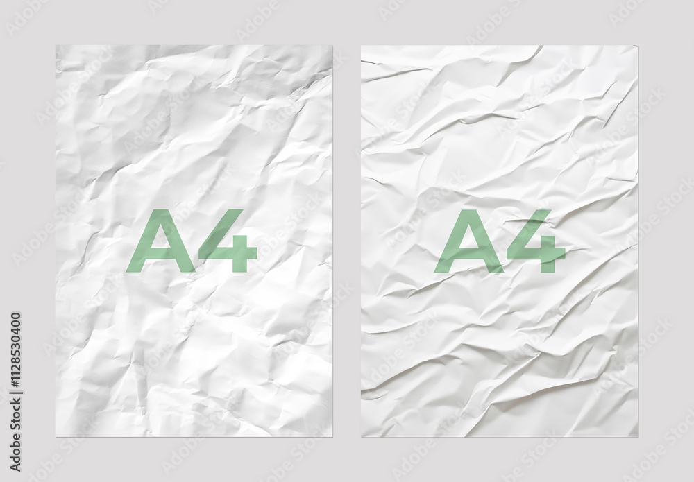Wrinkle Paper Textures With A4 Mockup Stock Template | Adobe Stock