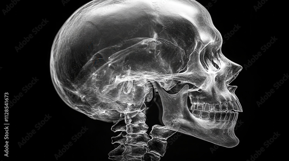 spiritual core x ray of a human skeleton in profile with a minimalist ...