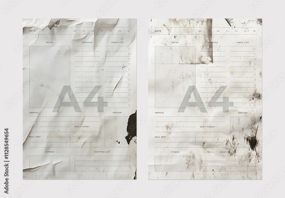Worn Out Paper Mockups In A4 Size Format Stock Template | Adobe Stock