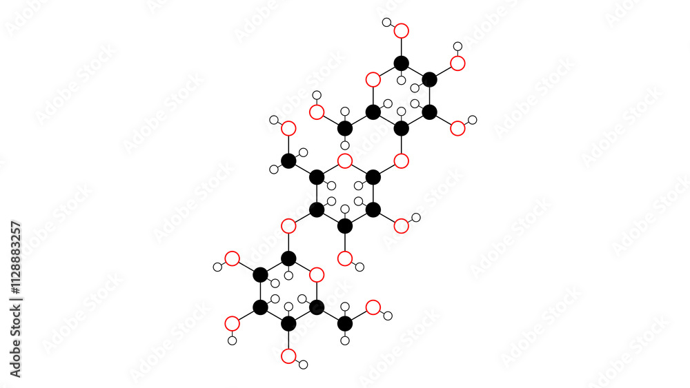 Poster dextrin molecule, structural chemical formula, ball-and-stick ...
