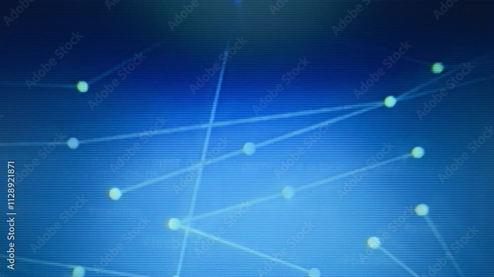 Closeup of computer monitor with blue animated scientific diagrams ...