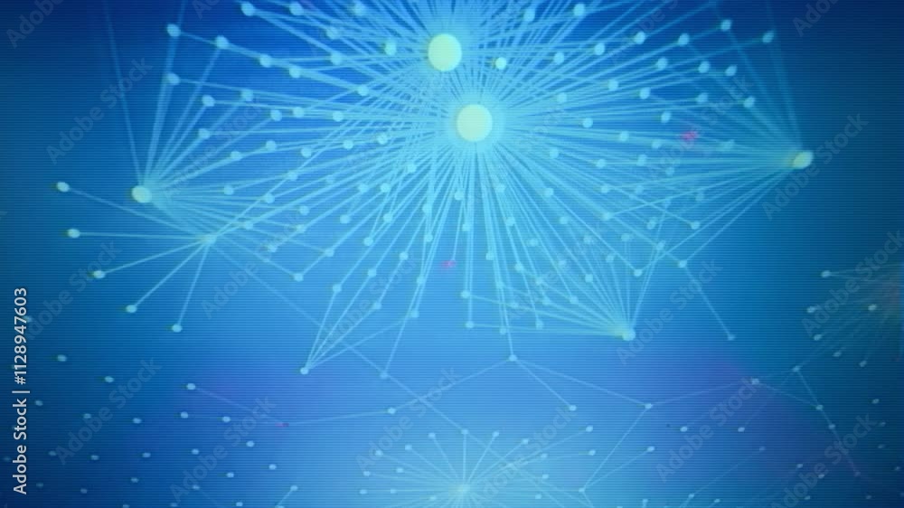 Closeup of computer monitor with blue animated scientific diagrams ...