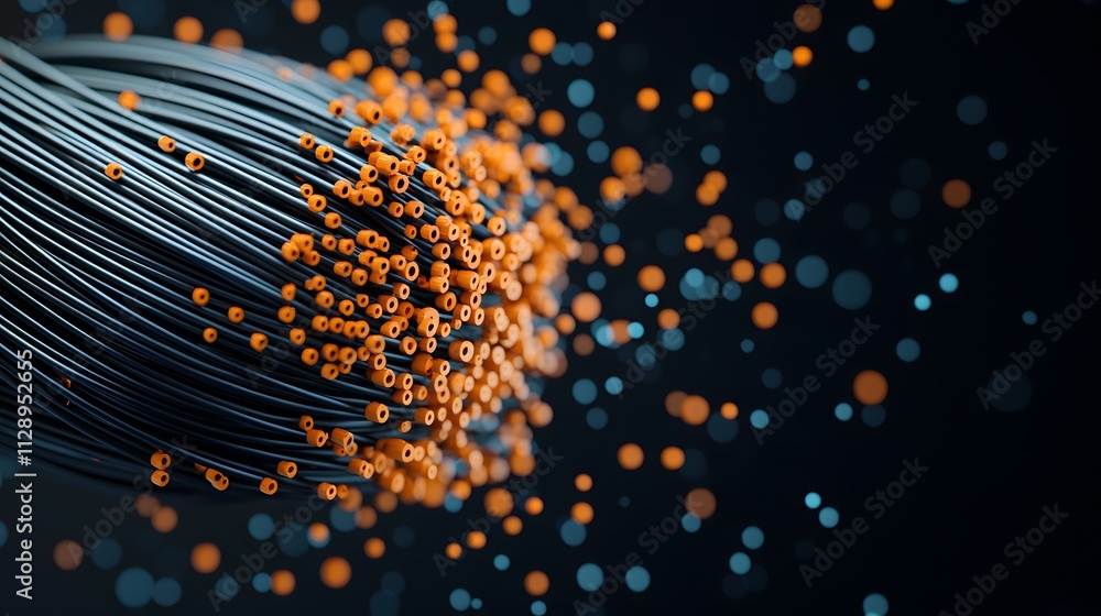 Mesmerizing Fiber Optics Creating a Dynamic Digital Experience with Vibrant Colorful Particles ...