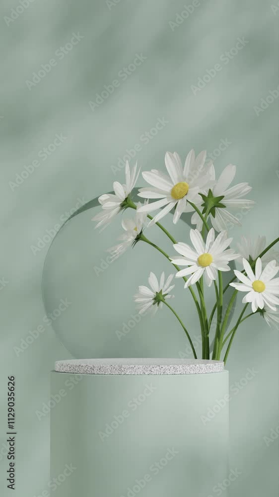 seamless shadow animation looping with daisy flower and round hole wall ...