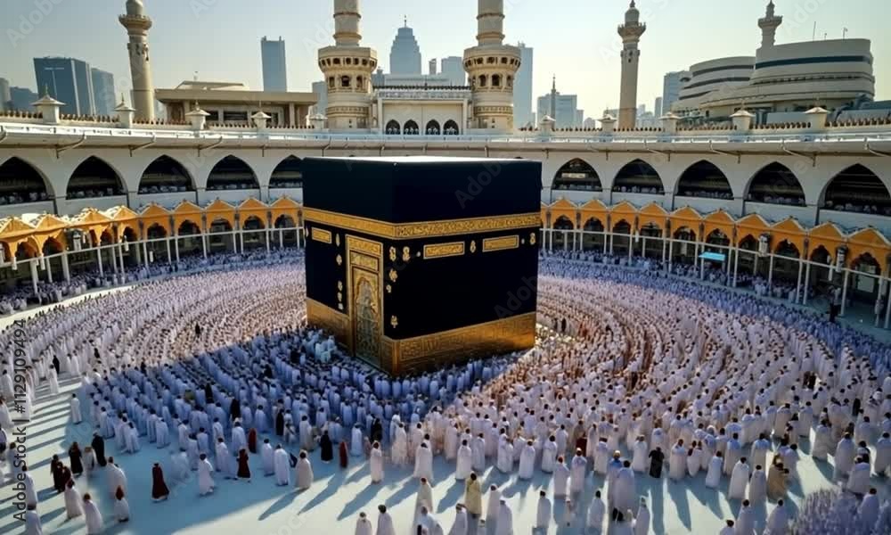 Muslim pilgrims circumambulate the Kaaba at Masjidil Haram in Makkah ...