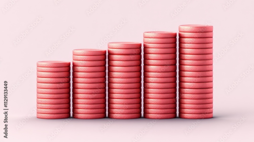 Ascending Stacks of Coral Coins: A visually engaging 3D rendering ...