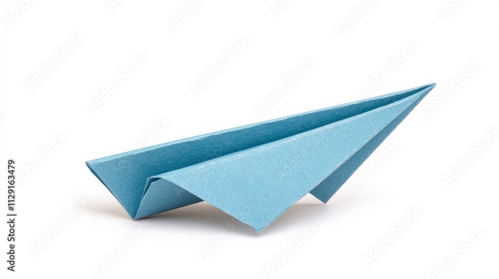Blue Paper Airplane: A simple blue paper airplane, folded with ...