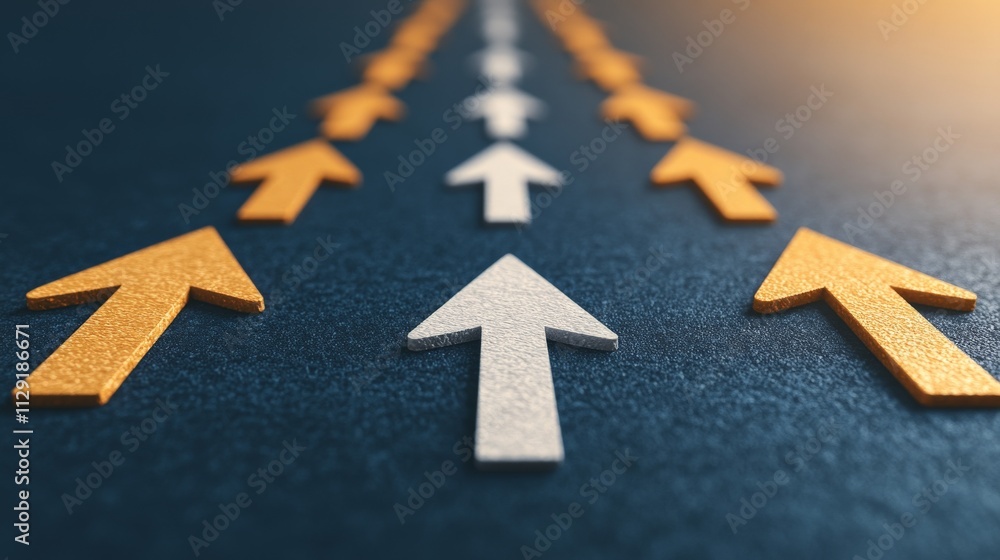Leading the Way: A path of upward-pointing arrows, with a central white ...
