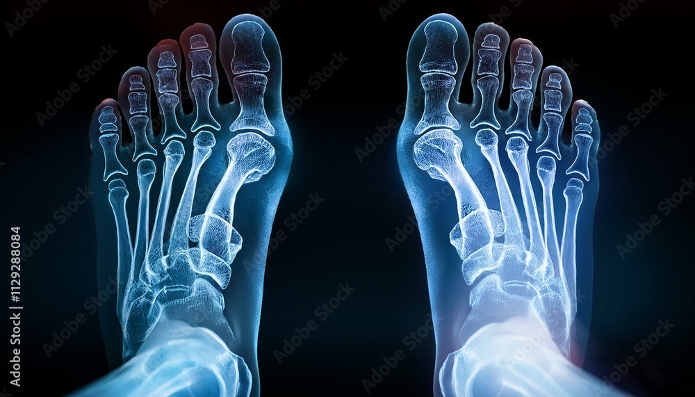 Stockfoto An x-ray scan of the human foot; a medical illustration or x ...