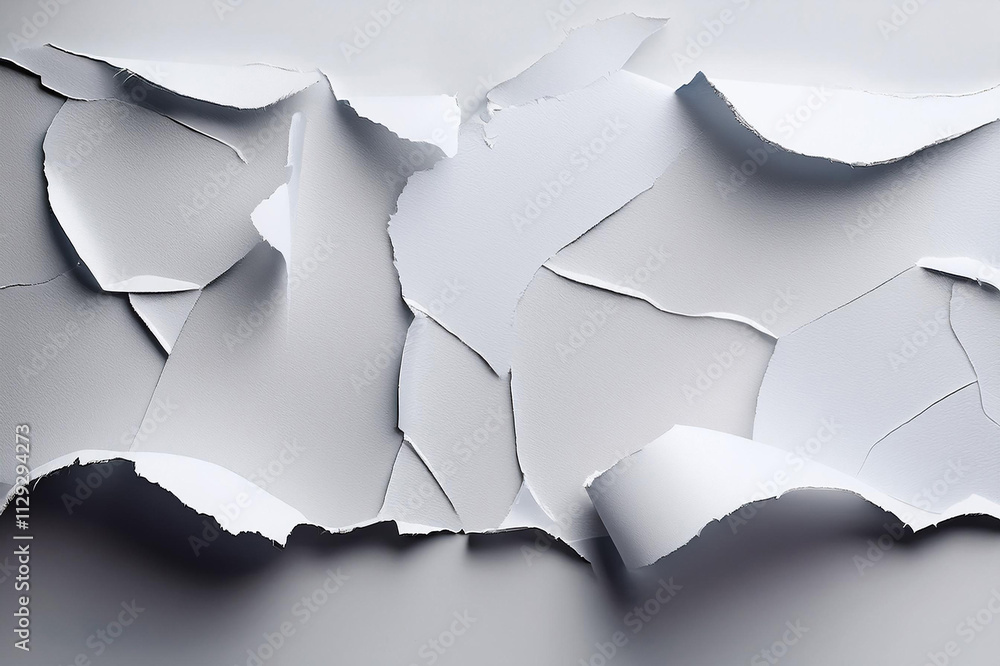 Realistic torn white paper edges on a plain background, ideal fo Stock ...