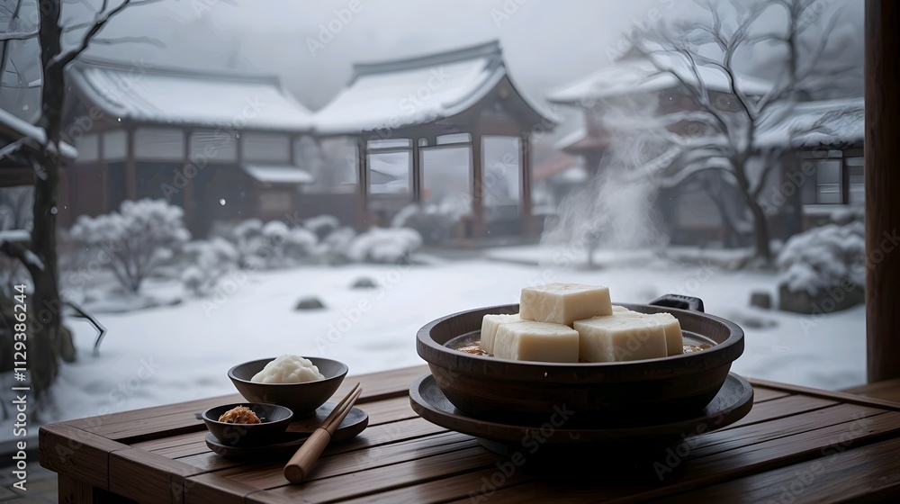 Yudofu Winter Elegance, silken tofu gently simmered in a light kombu ...