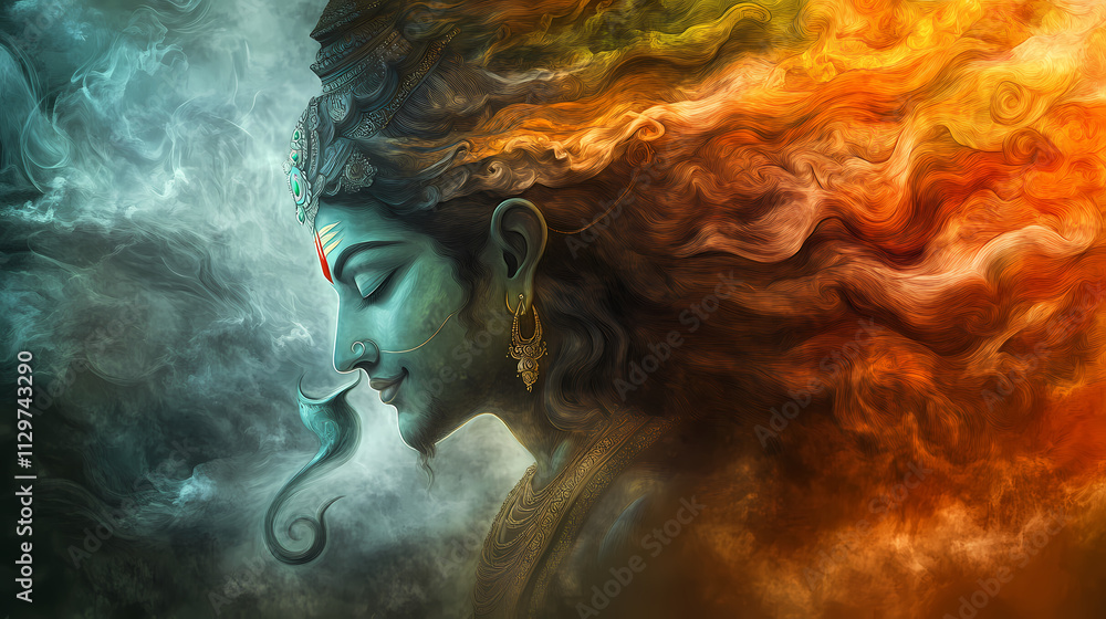 Ethereal and majestic digital painting depicting the hindu deity lord ...
