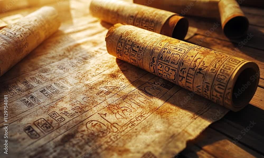 Ancient Scrolls Unraveled: Detailed Close-up of Hieroglyphics on ...