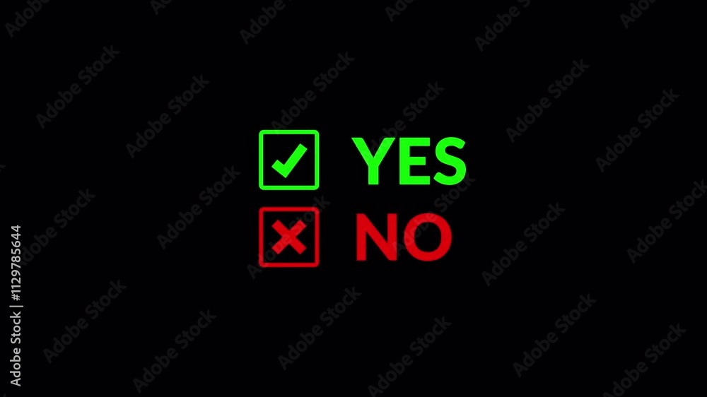Animated Yes and No Text with Tick and Cross Symbols for Survey, Poll ...
