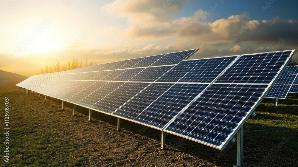 Solar sustainability concept. Solar panels harness renewable energy ...