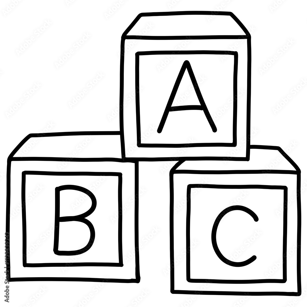 Poster ABC letter blocks outline illustration – Wall Art | UkPosters