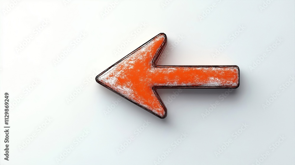 Orange arrow points left on plain white background. Simple graphic ...