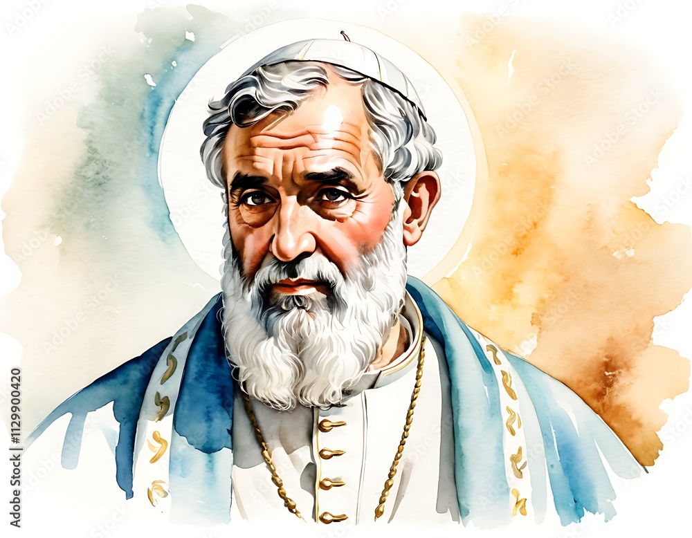 Watercolour illustration of Peter or Cephas , also called Simon Peter ...