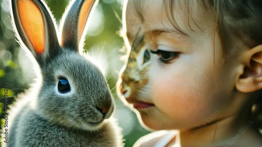 Little Girl and Bunny: A heartwarming moment of connection between a ...