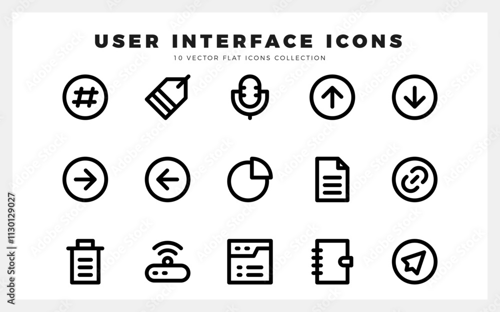 15 User Interface Lineal icons pack. vector illustration. Stock Vector ...