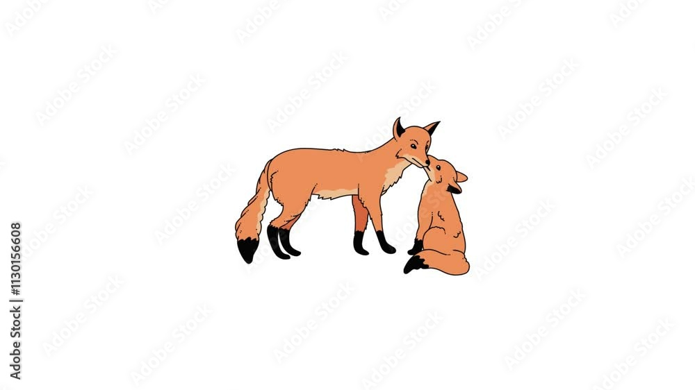 cartoon fox animation. Fox icon animation with transparent background ...