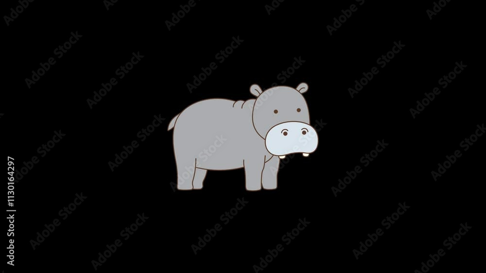 Hippo Cartoon Animation. Vector Isolated Loop 2d Animation, Chroma Key ...