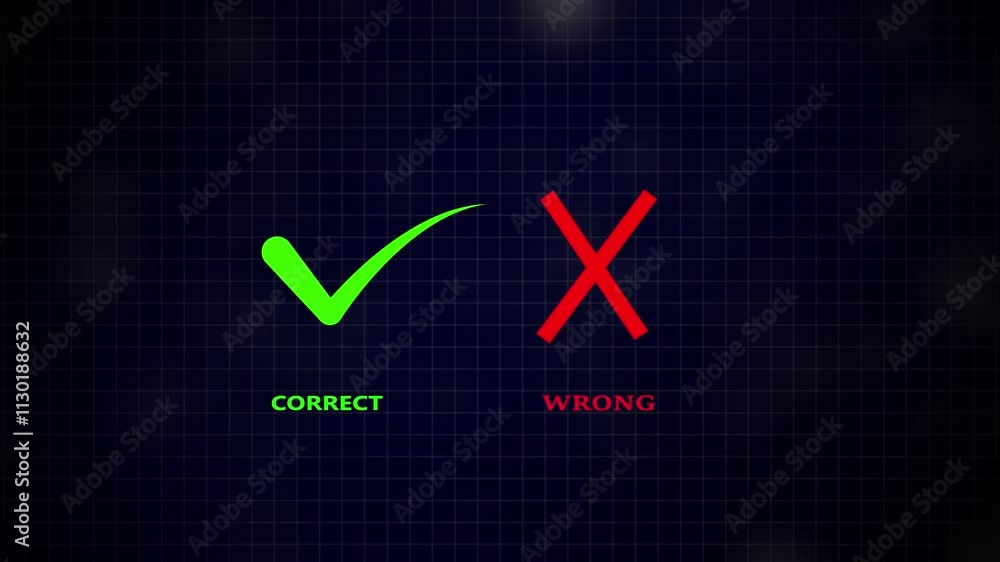 green tick and red cross signs animation, correct and wrong animated ...
