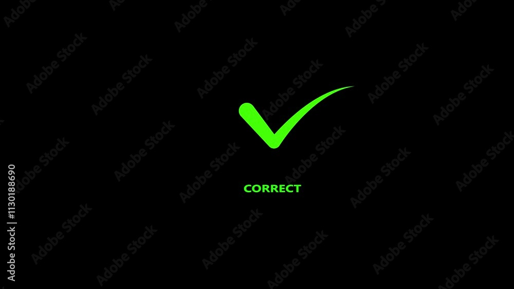 green tick cross signs animation, correct animated icons, abstract ...