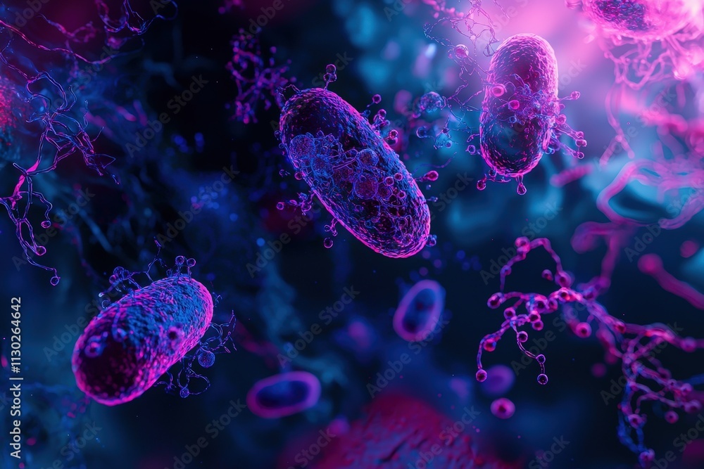Microbes, bacteria, fungi, yeast, animal and ferment cells Stock ...