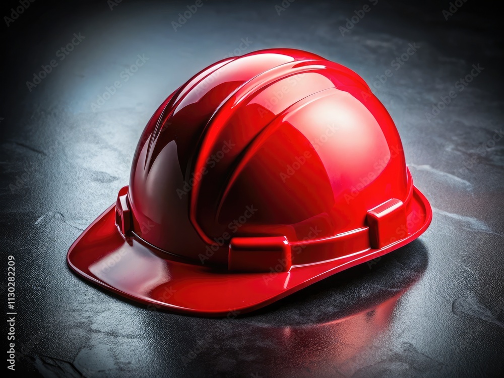Safety first: A red hard hat soars above, a bold symbol against a black ...