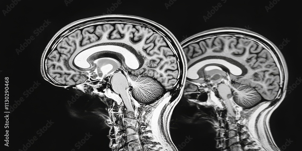 Normal brain anatomy depicted in axial T1 weighted MRI images showcases ...